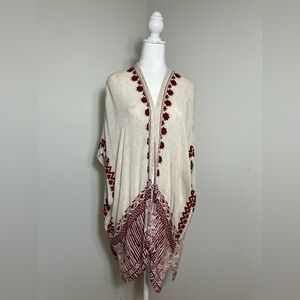 Chico's | Sweaters | Chicos Kimono Sm Oatmeal With Embroidery Linen ...